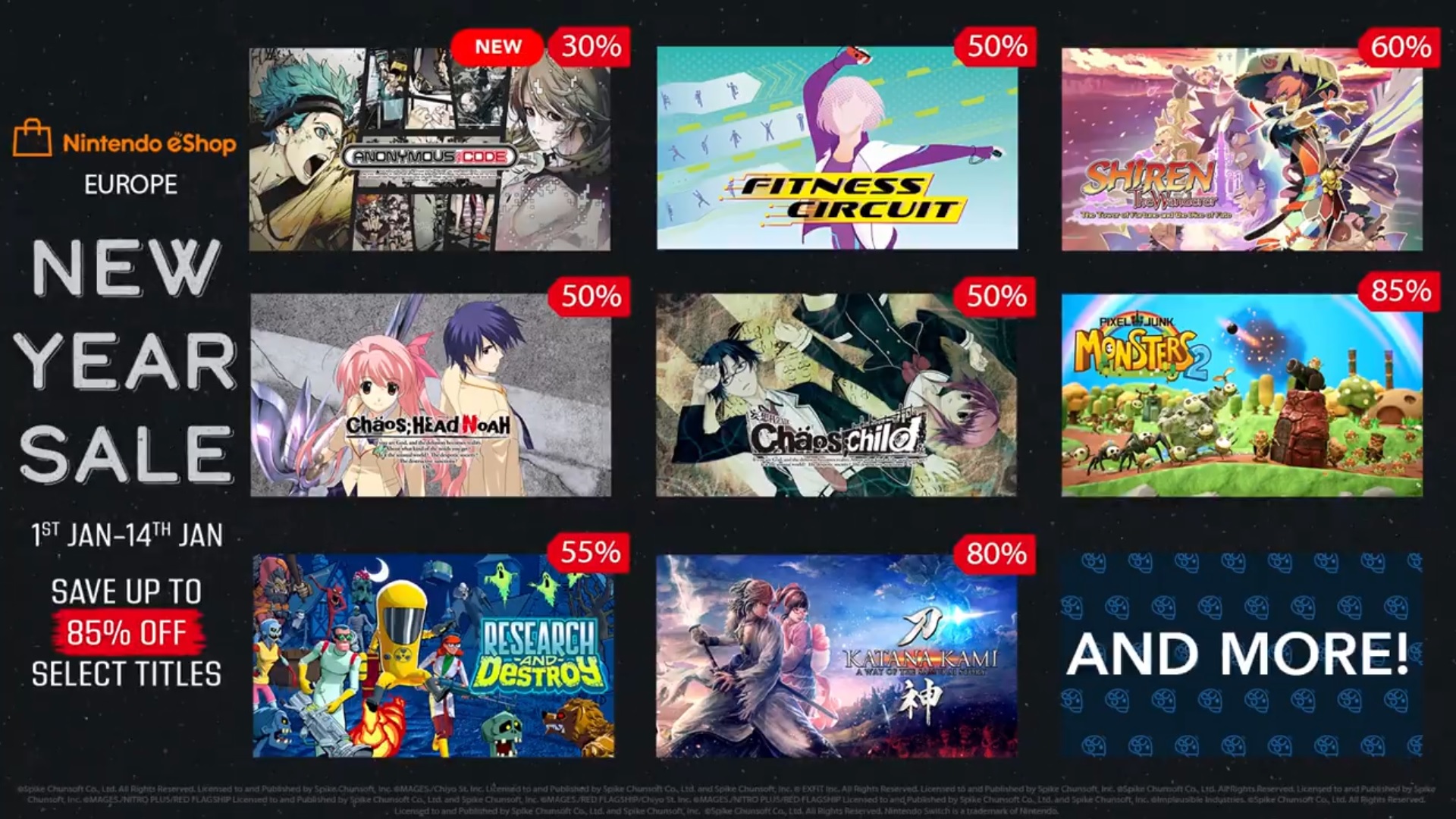 Spike Chunsoft New Year Sale 2024 en la eShop - Arata
